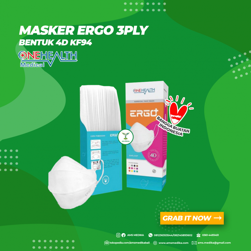 Masker Medis 3Ply Ergo Model 4D KF94 Onehealth - AMS MEDIKA