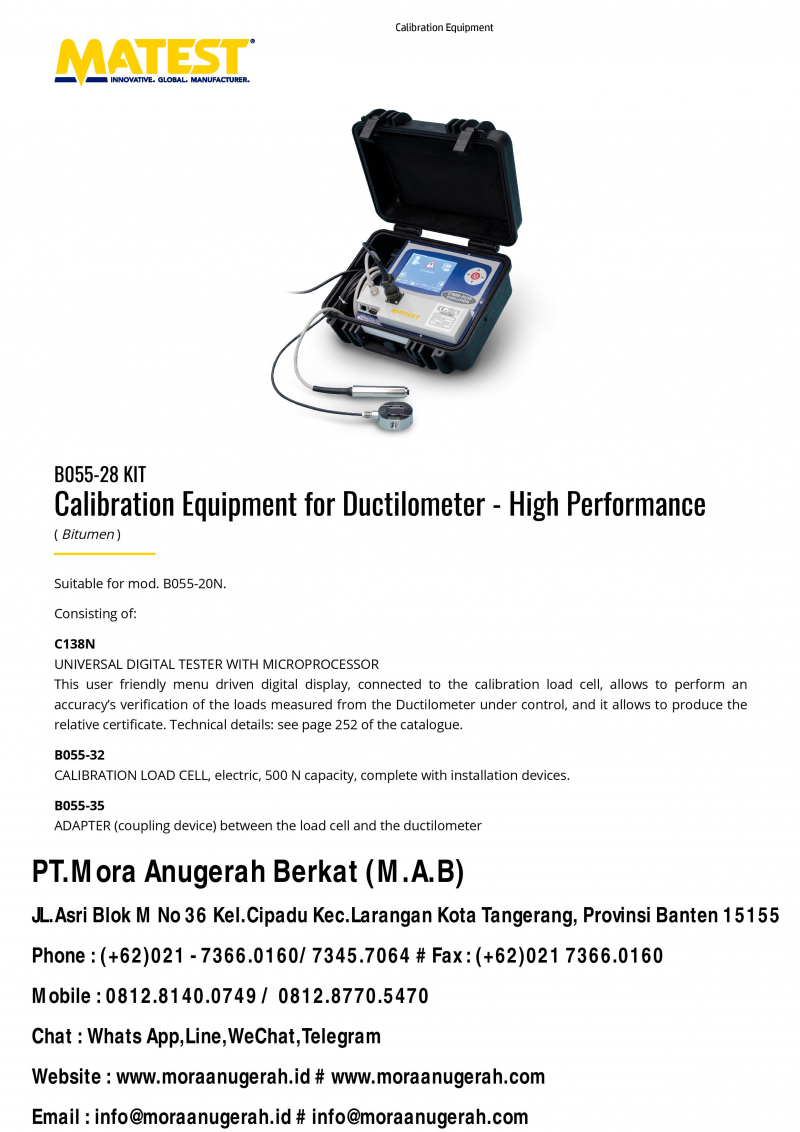 CALIBRATION EQUIPMENT FOR DUCTILOMETER - HIGH PERFORMANCE - PT Mora ...