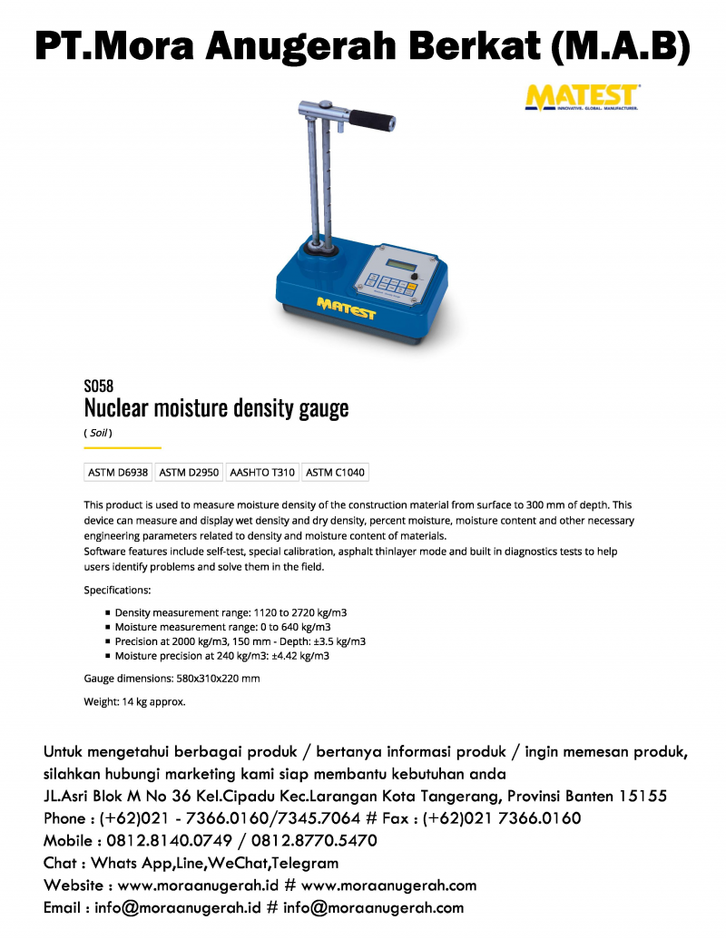 NUCLEAR MOISTURE DENSITY GAUGE - PT Mora Anugerah Berkat