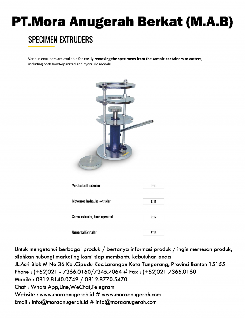 UNIVERSAL SAMPLE EXTRUDERS - PT Mora Anugerah Berkat