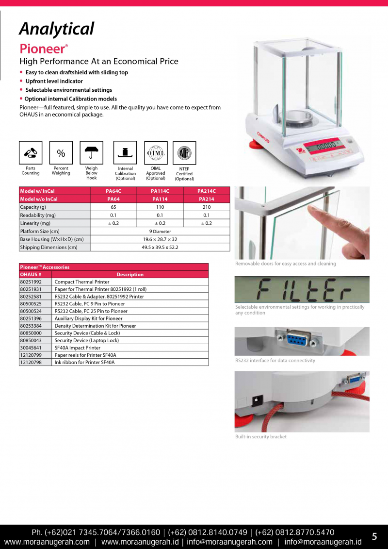 OHAUS Analytical Pioneer - PT Mora Anugerah Berkat