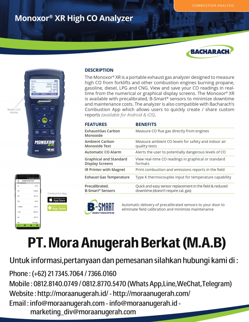 BACHARACH Monoxor XR CO Exhaust Analyzer - PT Mora Anugerah Berkat