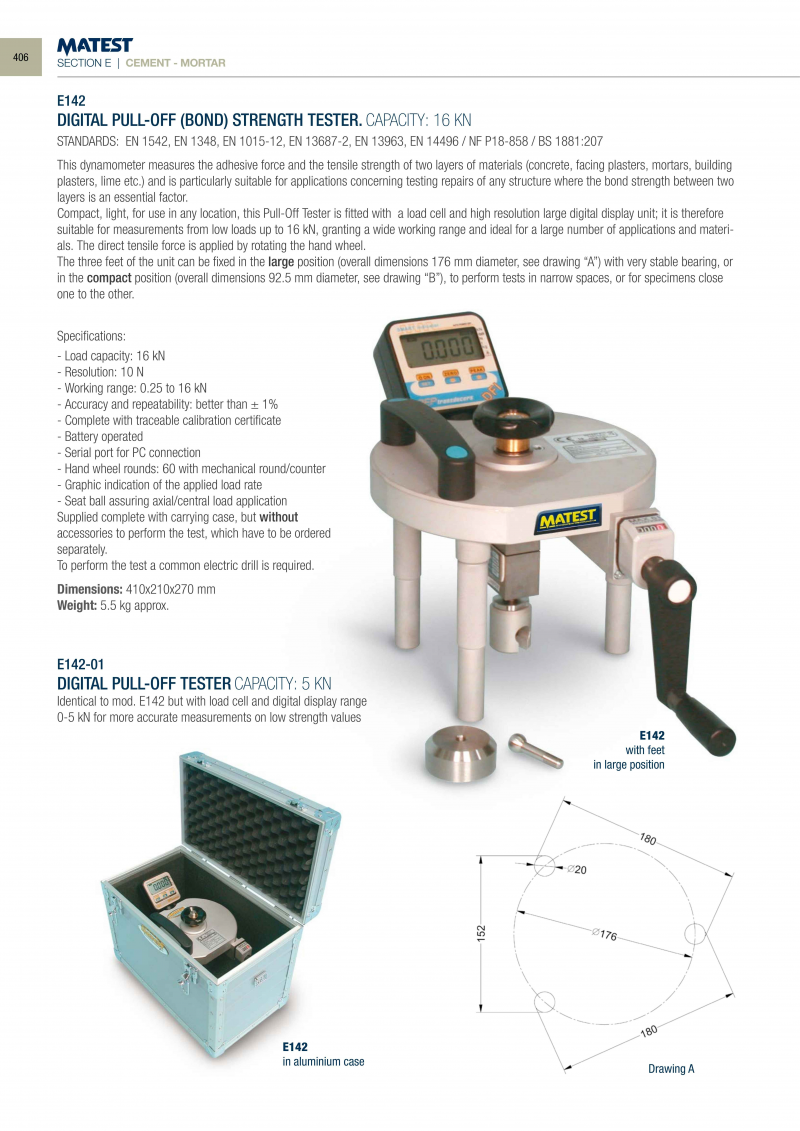 MATEST - DIGITAL PULL OFF STRENGTH TESTER 16 kN, 5 kN - PT Mora ...