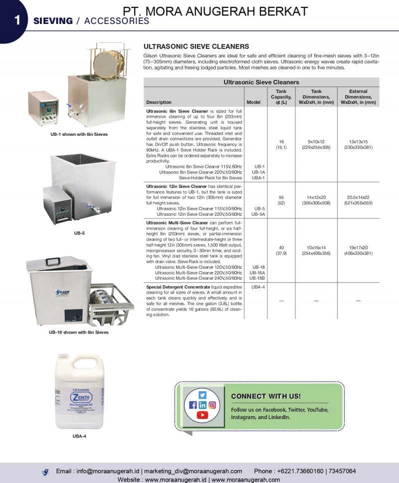 ULTRASONIC SIEVE CLEANERS - PT Mora Anugerah Berkat