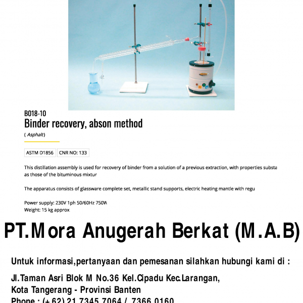 RECOVERY OF BINDER BY ABSON METHOD - PT Mora Anugerah Berkat