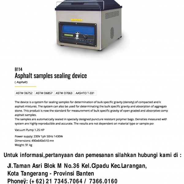 ASPHALT SAMPLES SEALING DEVICE - PT Mora Anugerah Berkat