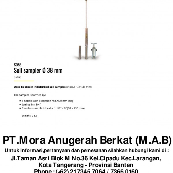 SOIL SAMPLER Ø 38 MM - PT Mora Anugerah Berkat