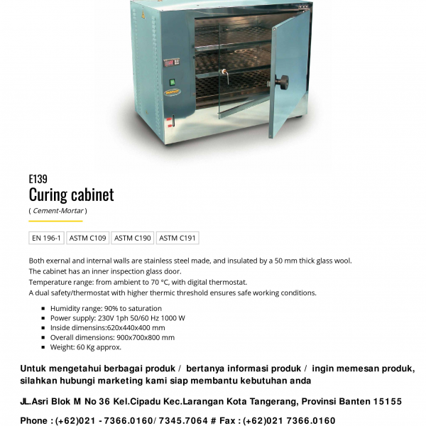 MATEST - WATERBATH,CURING CABINET FOR CEMENT - PT Mora Anugerah Berkat