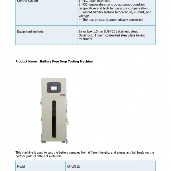 Battery Free Drop Testing Machine - PT Mora Anugerah Berkat